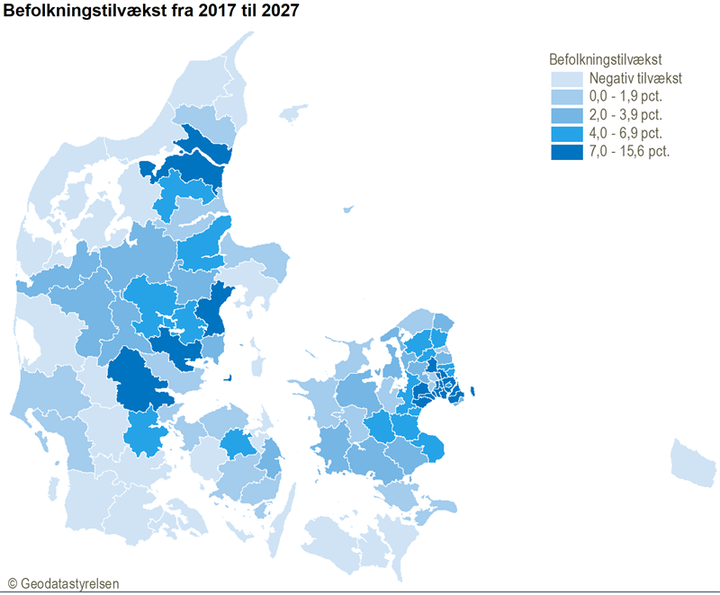 NYT: De fleste kommuner vokser - Danmarks Statistik