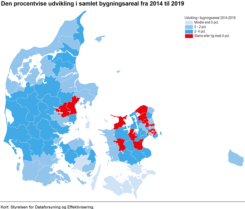 NYT: Kommunale forskelle på vækst i bygningsareal - Danmarks Statistik